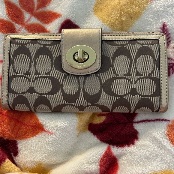 Coach | Bags | Coach Signature Brown And Cream Wallet | Poshmark